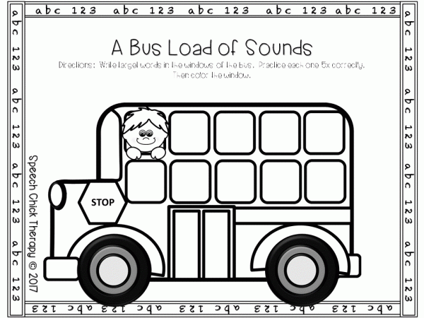 Bus Articulation Activity for Speech Therapy
